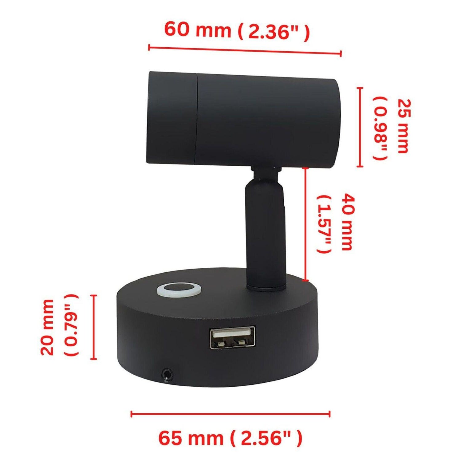 LED Reading Light 12V 24V Black Spotlight Touch Controlled with USB ...