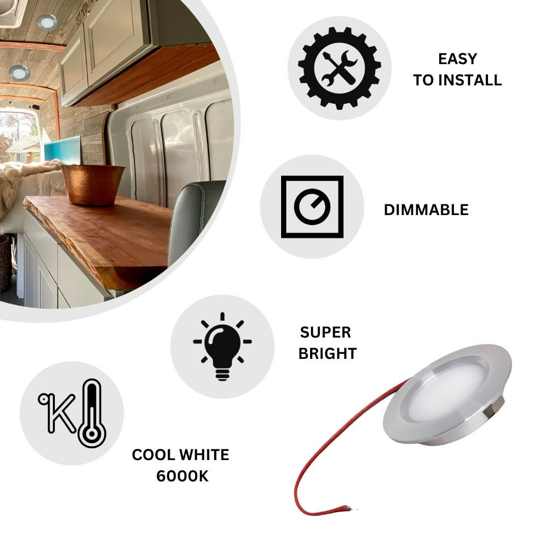 LED 12V 24V Spot Lights Dimmable 6000k Pack of 4 Recessed Downlights ...